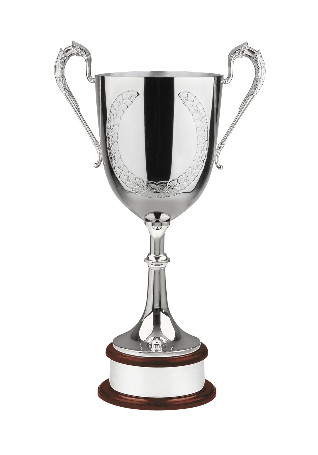 Giant Nickel Plated Trophy Cup With Laurel Wreath From Colossal Range